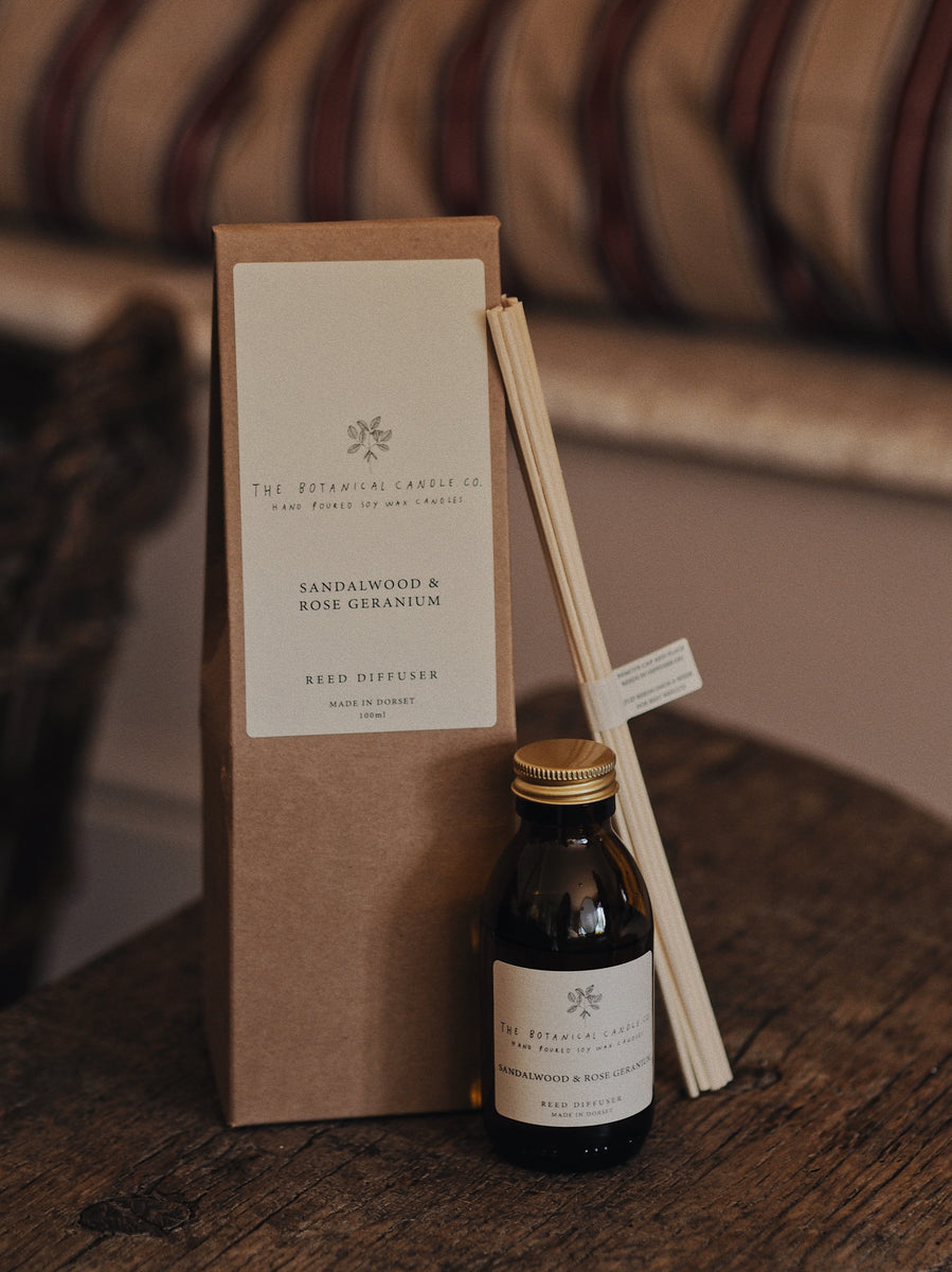 Sandalwood & Rose Geranium Reed Diffuser – The Botanical Candle Co.