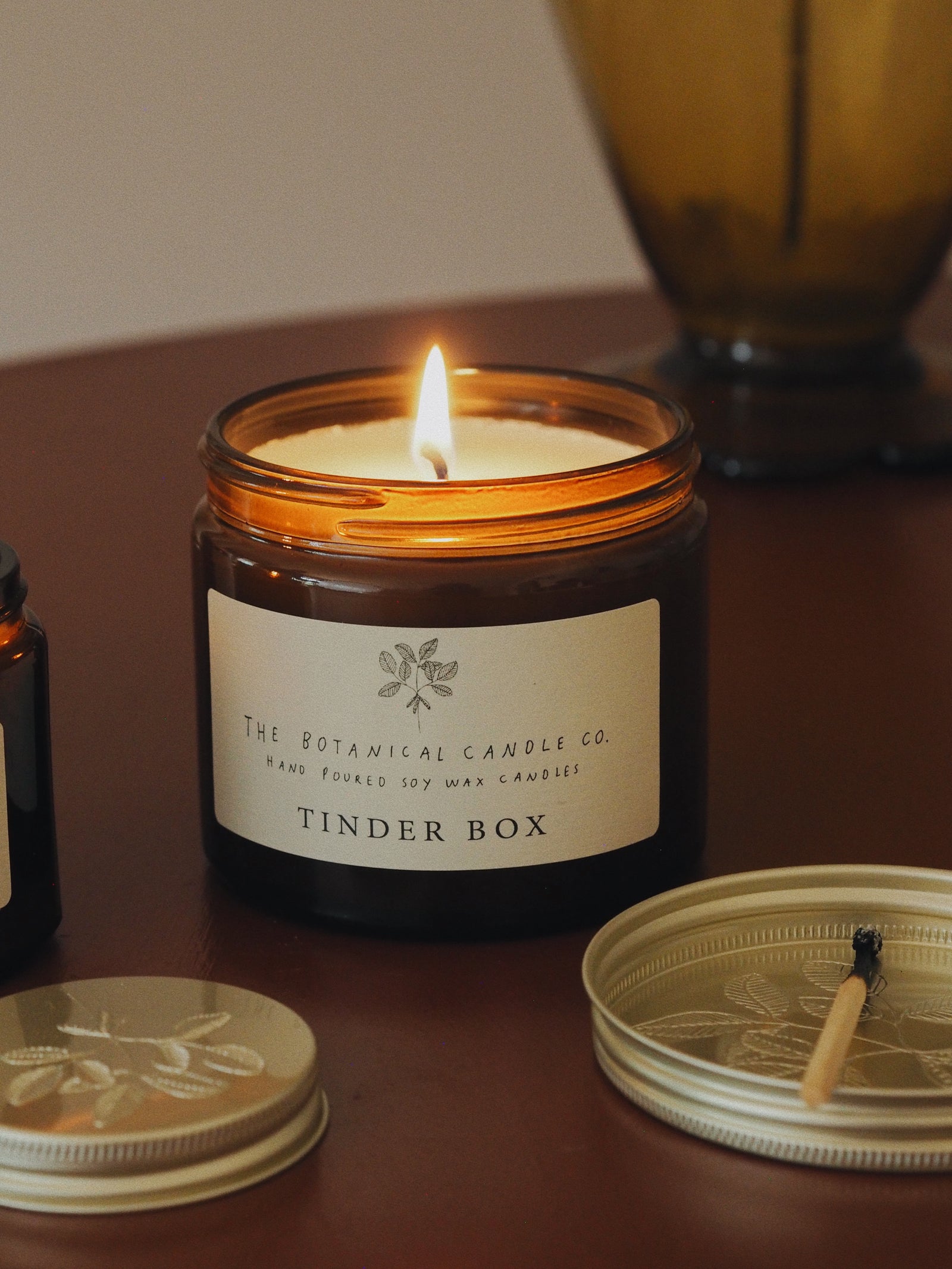 Tinder Box Soy Candles in Amber Jars – The Botanical Candle Co.