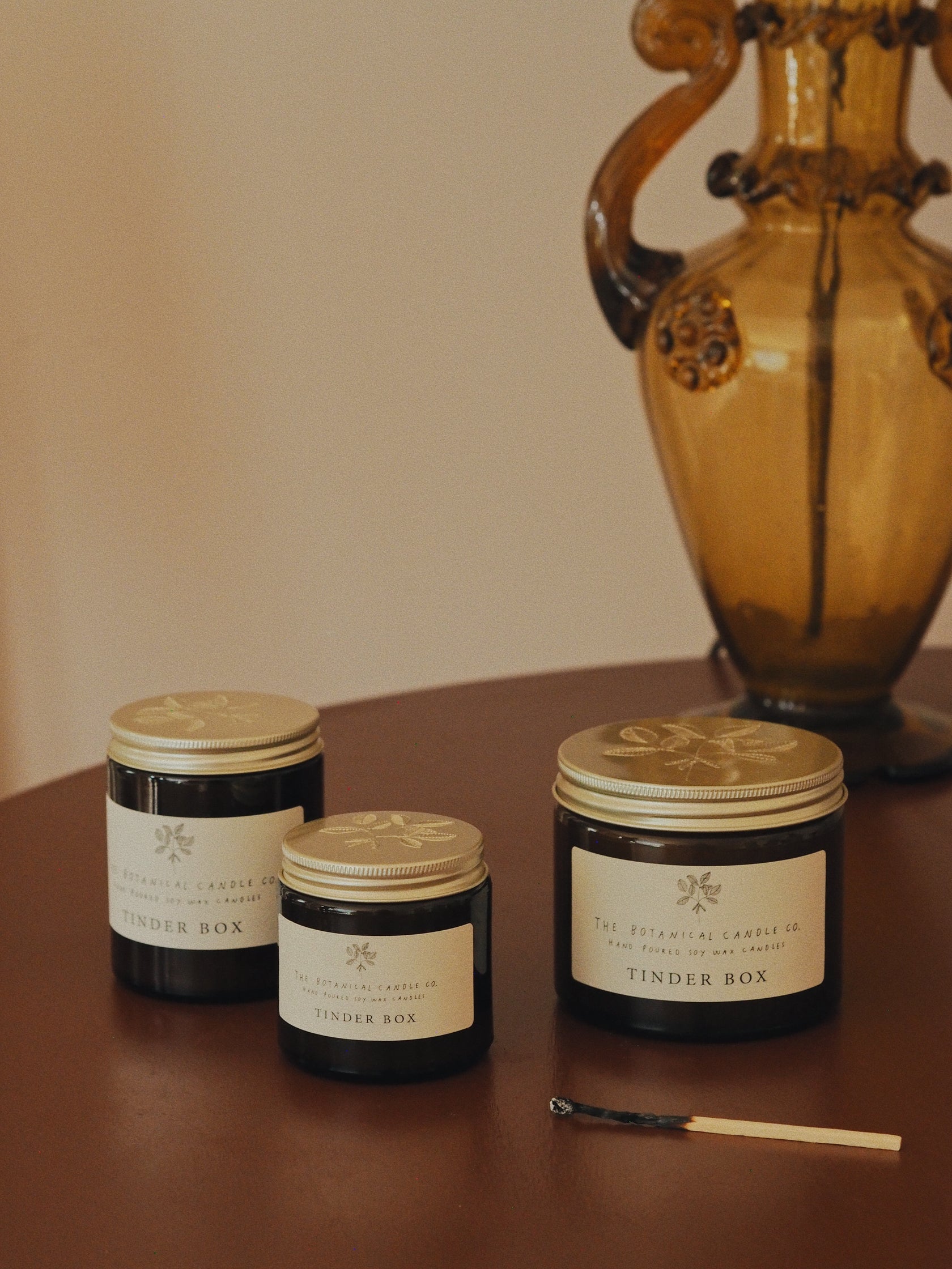 Tinder Box Soy Candles in Amber Jars – The Botanical Candle Co.