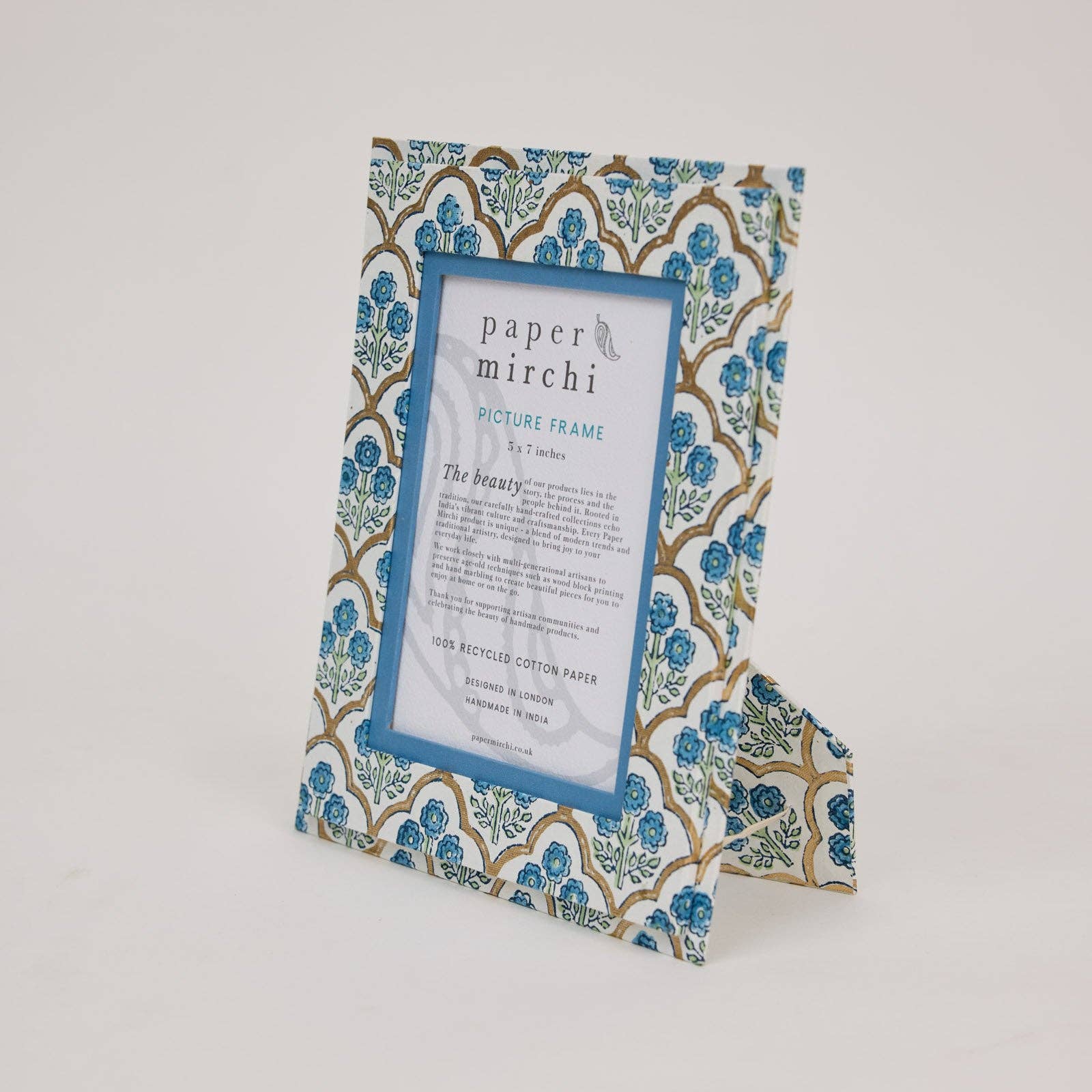 Block Printed Picture Frame - Indigo Blue – The Botanical Candle Co.